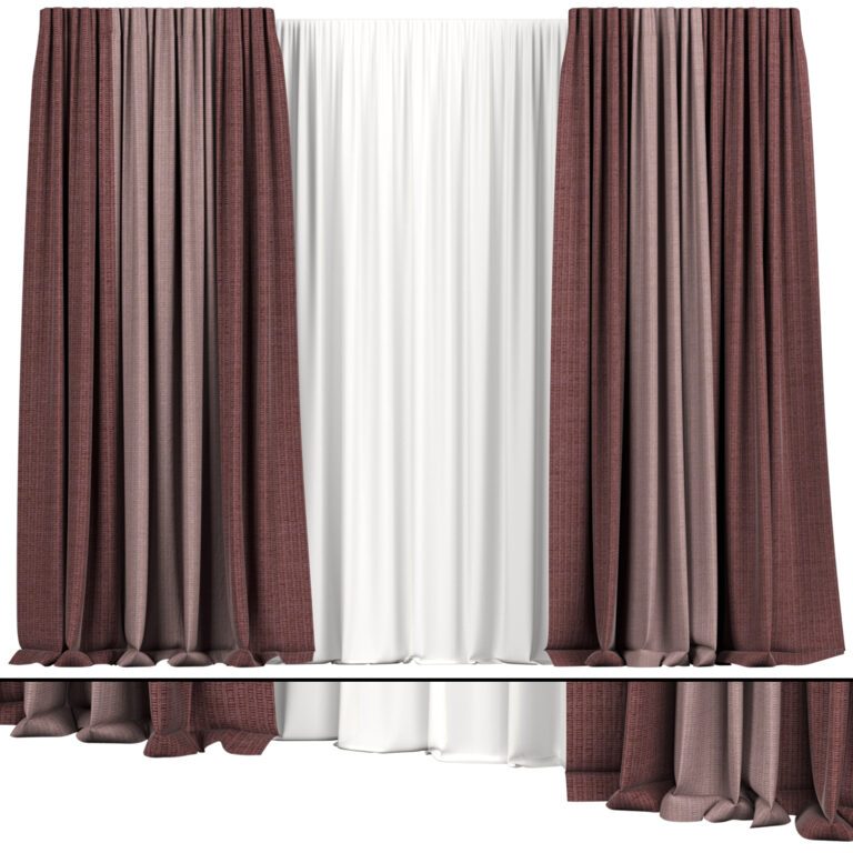 Curtains in two colors with tulle (329441) 3D model - Download 3D model ...