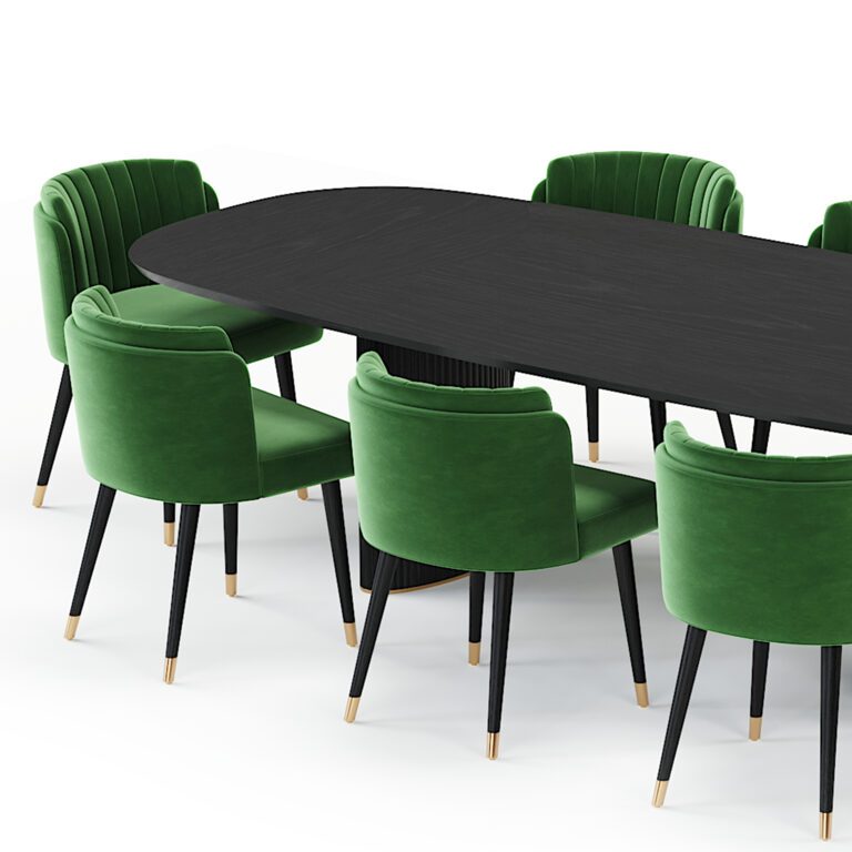 Velvet Channel Back Isadora Dining table and chair (329503) 3D model ...
