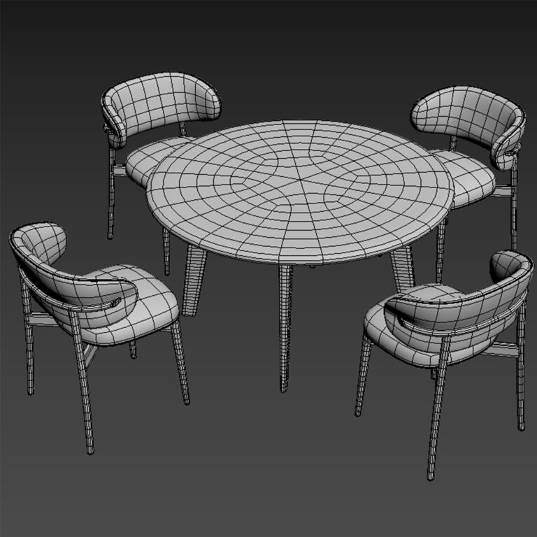 Dining table and chair Set (331158) 3D model - Download 3D model Dining ...