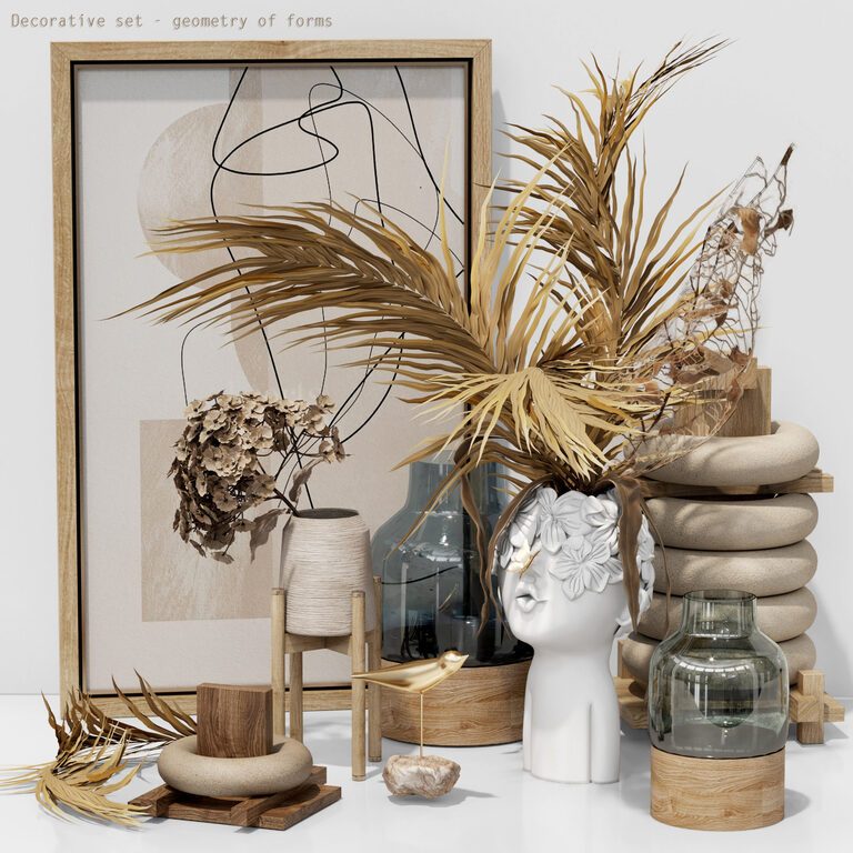 Decorative set dried flower (33123) 3D model - Download 3D model ...