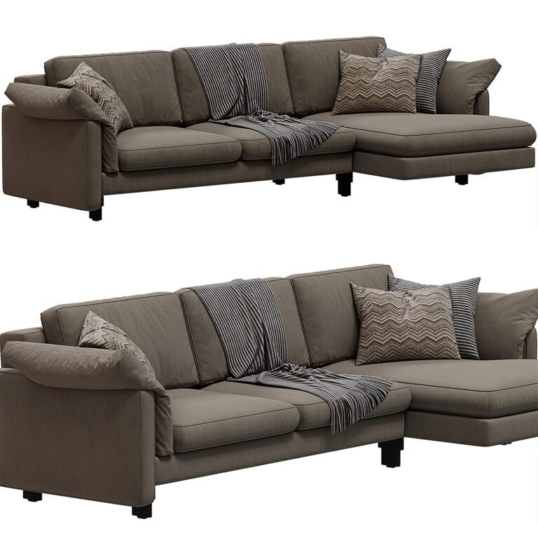 Sofa With Chaise Longue Meridien (331897) 3D model - Download 3D model ...