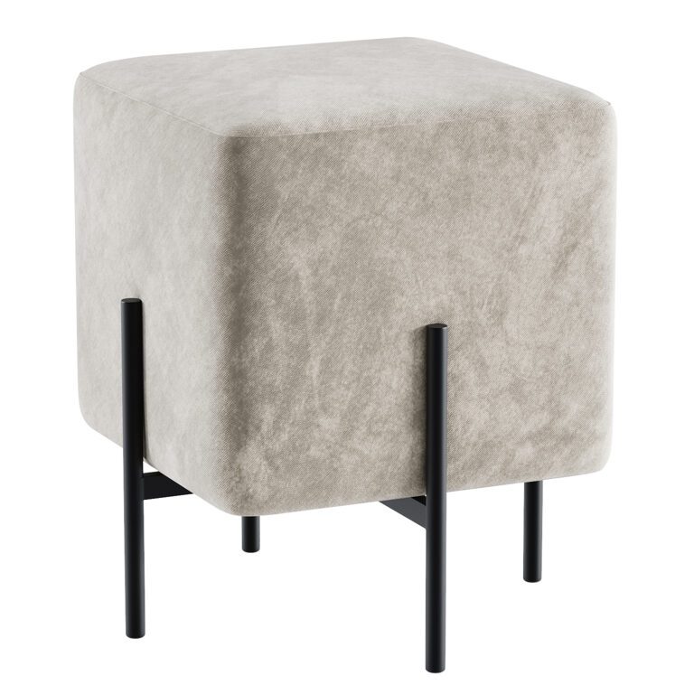 MODERN grey velvet cube ottoman (332551) 3D model - Download 3D model ...