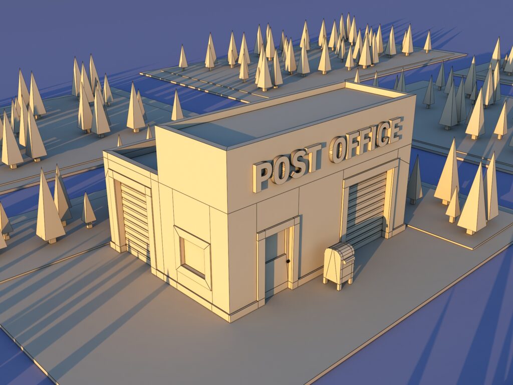 Cute cartoon post office (334912) 3D model - Download 3D model Cute ...