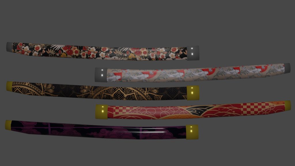 Set of five katana designs (335931) 3D model - Download 3D model Set of ...