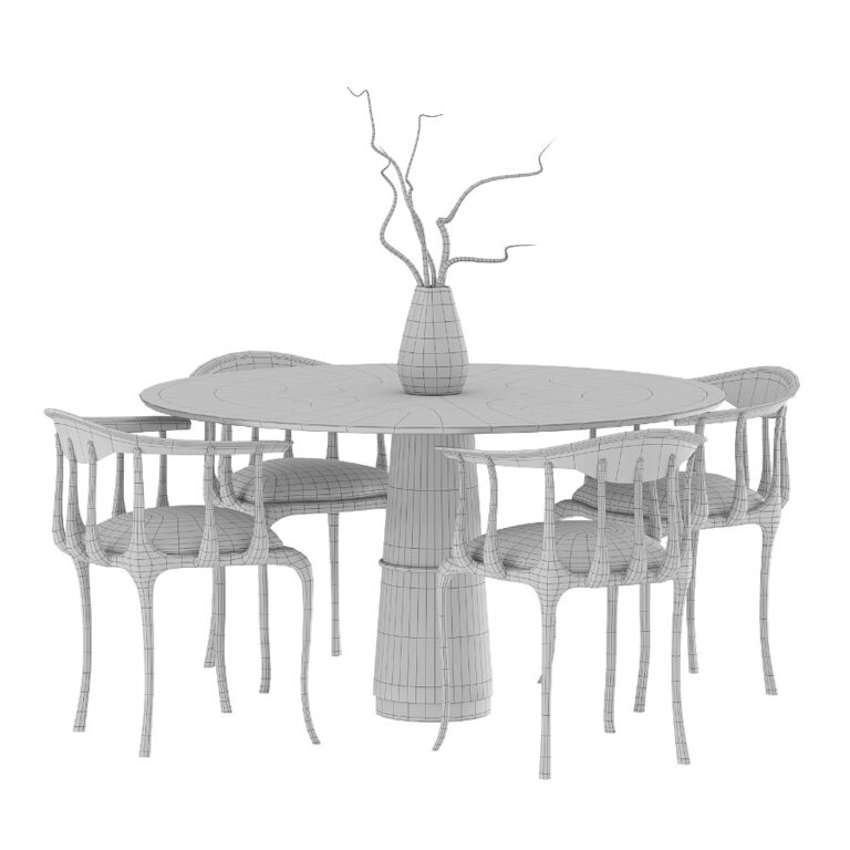Agra Dining Table and Dining Chair (336259) 3D model - Download 3D ...