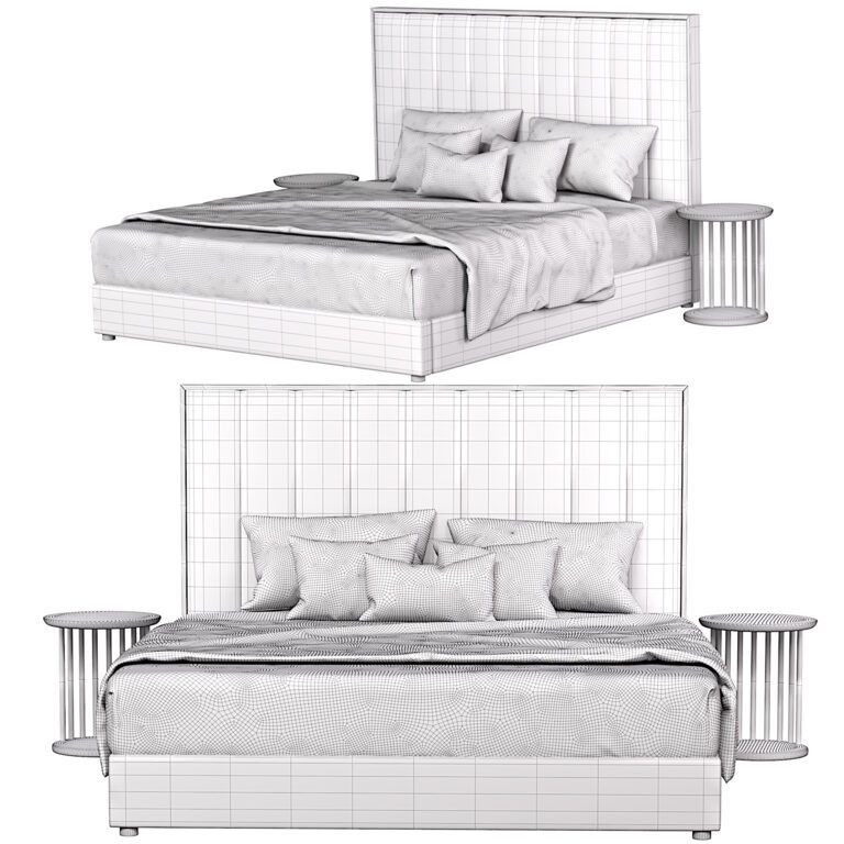 Modern double bed (337515) 3D model - Download 3D model Modern double ...