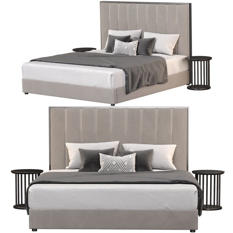 Modern double bed (337515) 3D model - Download 3D model Modern double ...