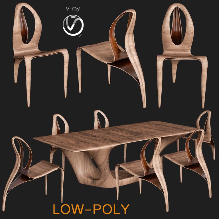 Joseph Walsh - Erosion Dining table and chair (34188) 3D model ...