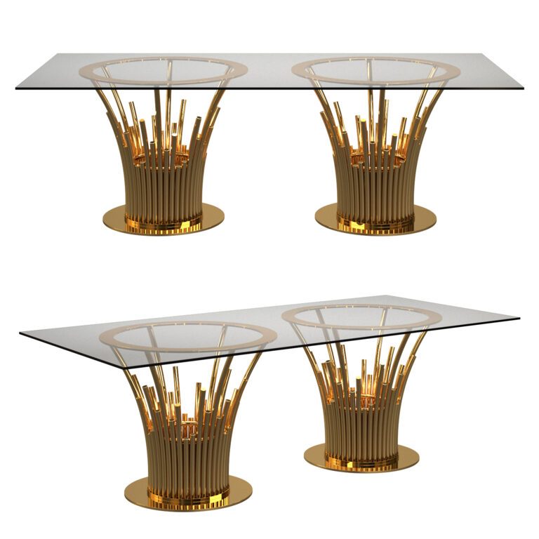 Clement Gold Glass Dining Table (342673) 3D model - Download 3D model ...