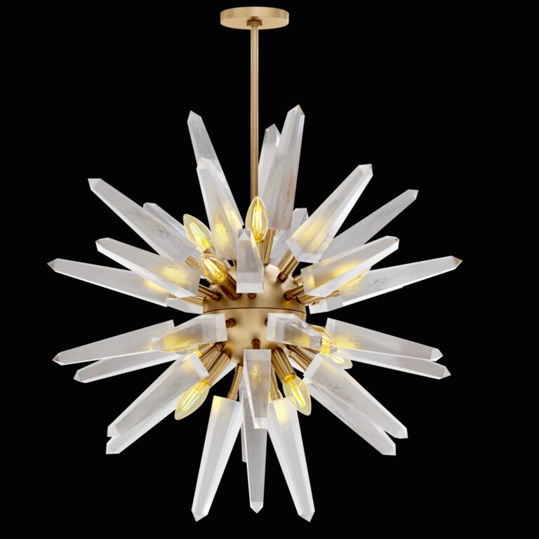 Customizable mid-century Sputnik-style chandelier with rock crystal ...