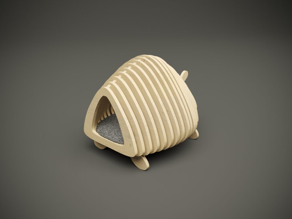 Wood parametric cat house model for cnc machine (345412) 3D model ...
