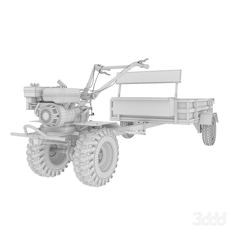 Motoblock with a cart (346703) 3D model - Download 3D model Motoblock ...