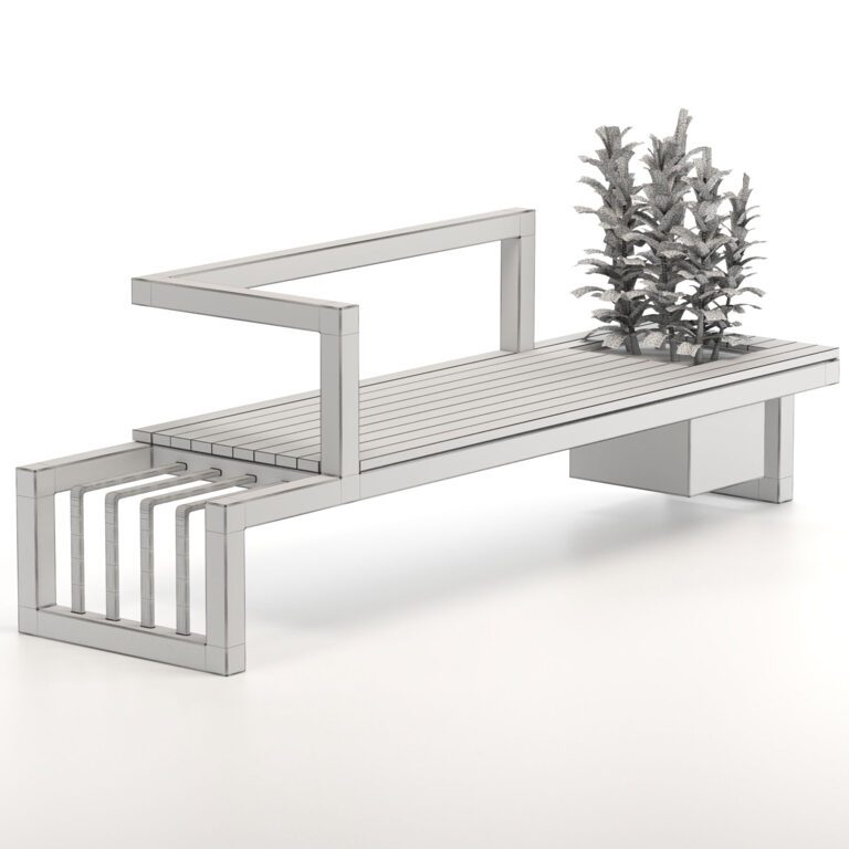 Urban Furniture Bench With Plants 01 (346733) 3D model - Download 3D ...
