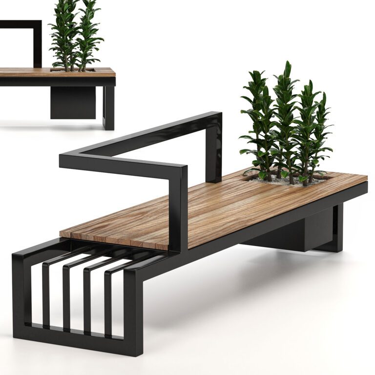 Urban Furniture Bench With Plants 01 (346733) 3D model - Download 3D ...