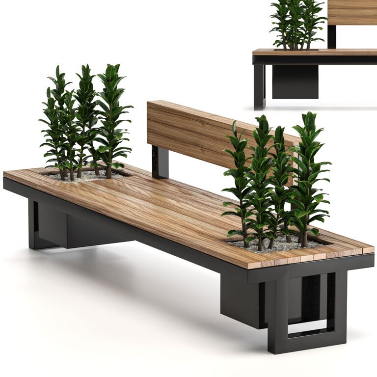 Urban Furniture Bench With Plants 02 (347056) 3D model - Download 3D ...