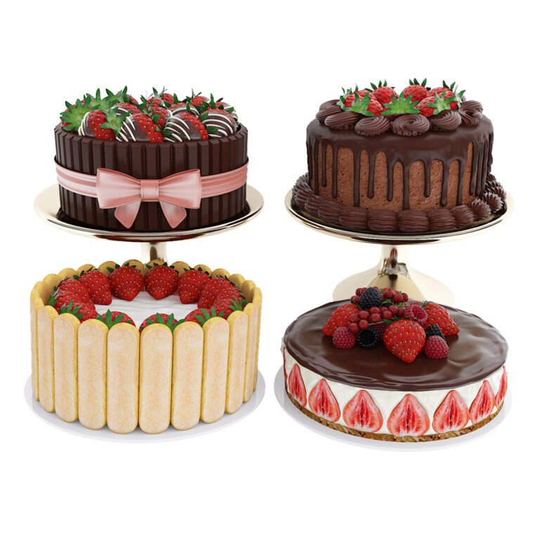 Strawberry cake collection (347579) 3D model - Download 3D model ...