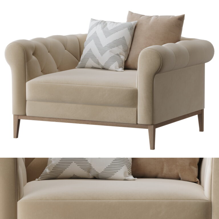 RH ITALIA CHESTERFIELD CHAIR OAK BASE (350806) 3D model - Download 3D ...