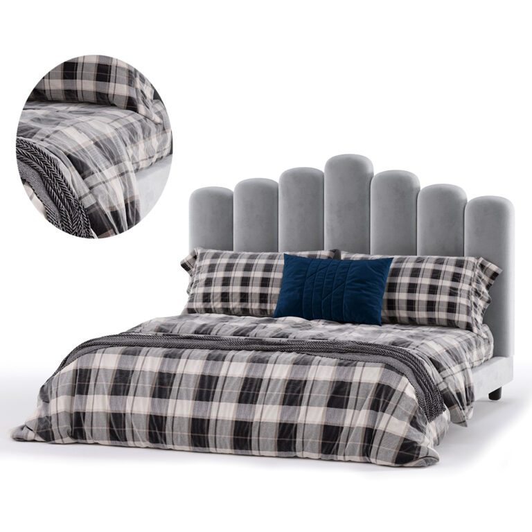 ELINE GREY VELVET BED (351057) 3D model - Download 3D model ELINE GREY ...