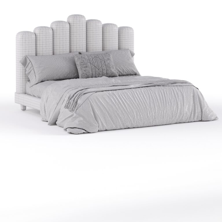 ELINE GREY VELVET BED (351057) 3D model - Download 3D model ELINE GREY ...