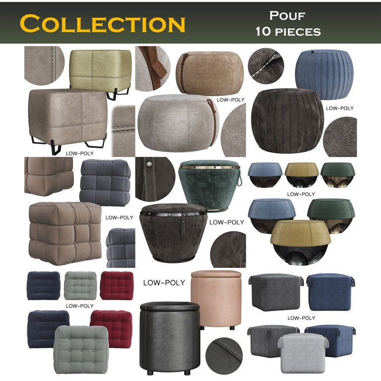 Poufs Collection (35281) 3D model - Download 3D model Poufs Collection ...