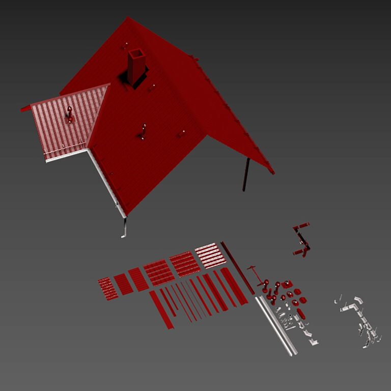 3D model of ready-made roof | Download roof shingles