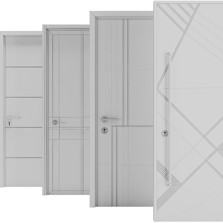 Modern Door Set 03 (353729) 3D model - Download 3D model Modern Door ...
