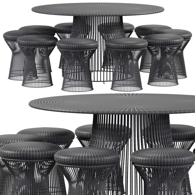 VENEXIA Table and PLATNER Chair (353815) 3D model - Download 3D model ...