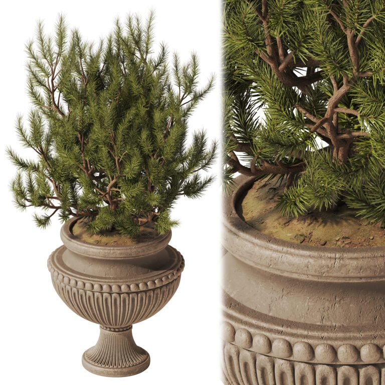 Decorative Pine In Classic Vase (354133) 3D model - Download 3D model ...