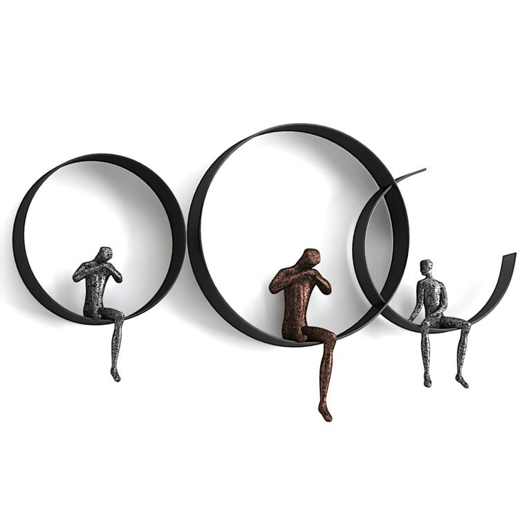 Modern 3D Artistic Figure Metal and Resin Wall Decor in Black (354736 ...