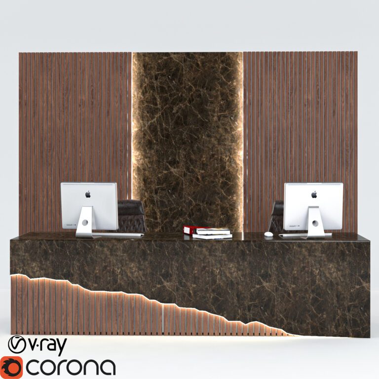 Modern wood and stone reception desk 2015 (356796) 3D model - Download ...