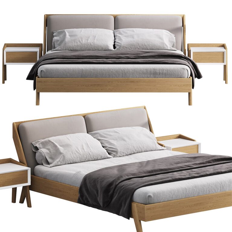 Angle Oak Bed by Krawell (358541) 3D model - Download 3D model Angle ...
