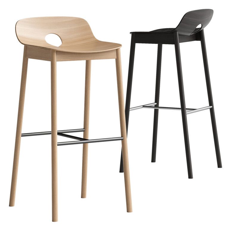 White Oak Mono Bar Stool by Kasper Nyman (358634) 3D model - Download ...