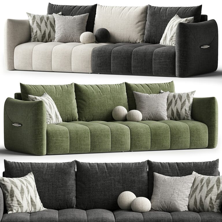 Beige Flannel Square Arm Sofa (359176) 3D model - Download 3D model ...