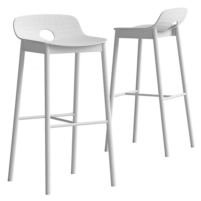 White Oak Mono Bar Stool by Kasper Nyman (359190) 3D model - Download ...