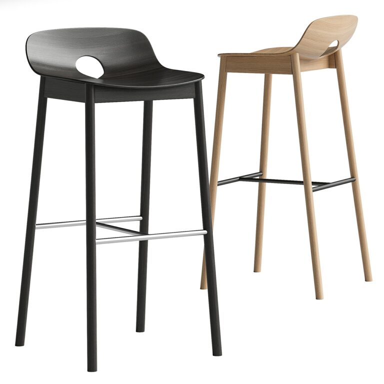 White Oak Mono Bar Stool by Kasper Nyman (359190) 3D model - Download ...