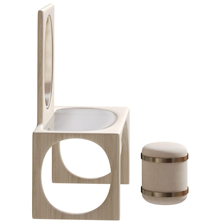Dressing table MK-2 with mirror and Pouffe (360015) 3D model - Download ...