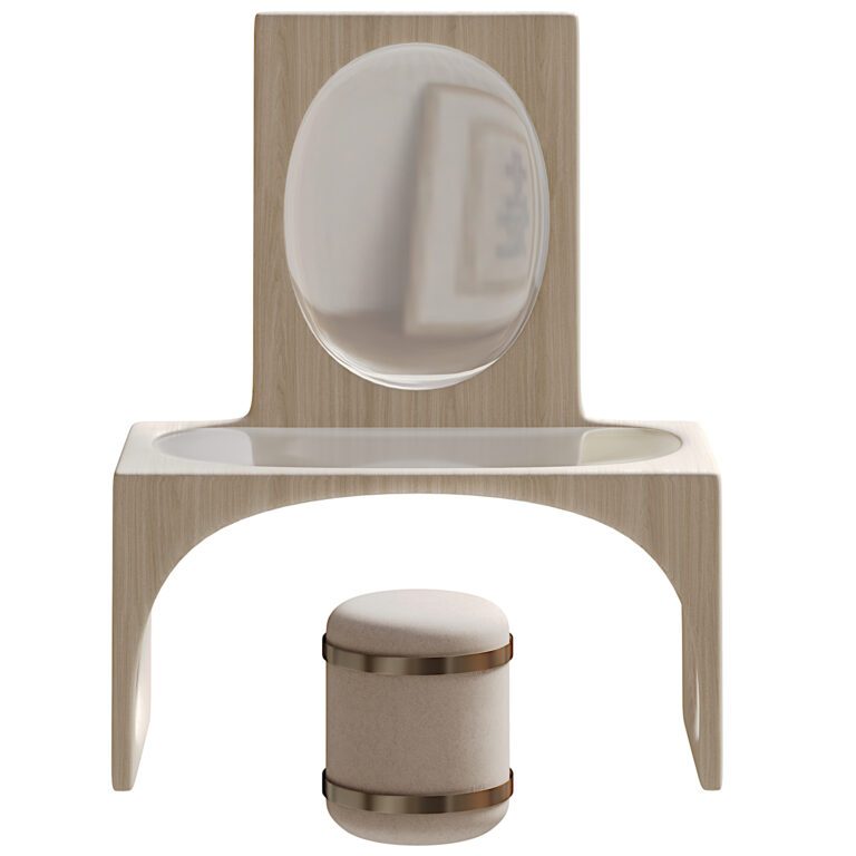 Dressing table MK-2 with mirror and Pouffe (360015) 3D model - Download ...