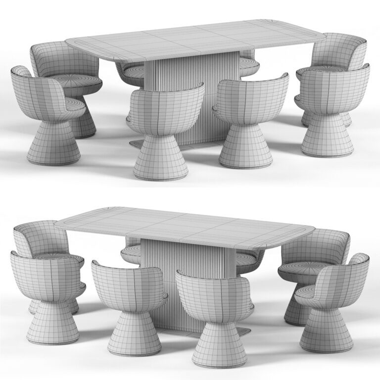 Flair chair and Glide Dining Table (360839) 3D model - Download 3D ...