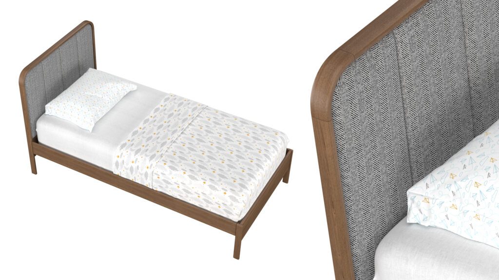 Wes Twin Upholstered Wood Bed (361432) 3D model - Download 3D model Wes ...