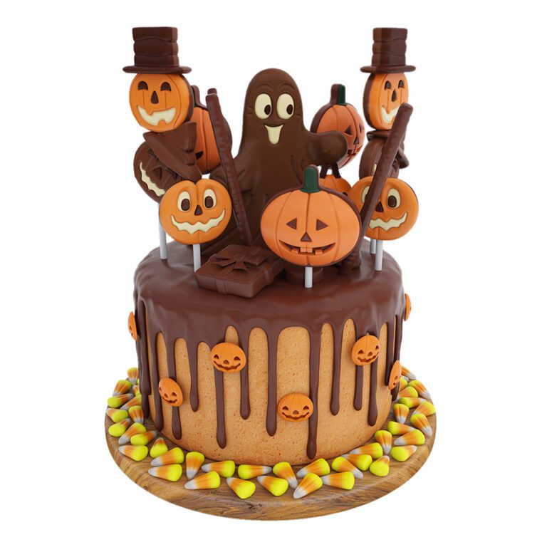 Halloween cake with pumpkin figures (361890) 3D model - Download 3D ...