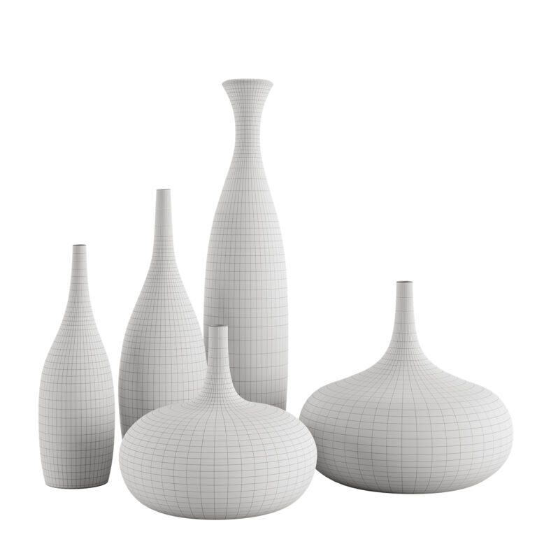 Set 5 ceramic vases (362076) 3D model - Download 3D model Set 5 ceramic ...