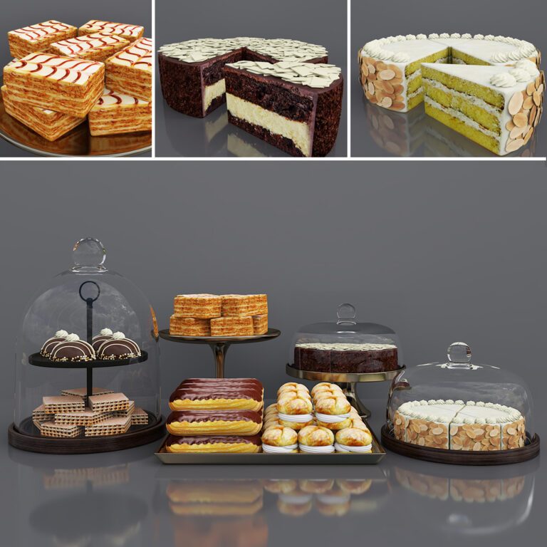 Dessert with chocolate and vanilla cake (362192) 3D model - Download 3D ...