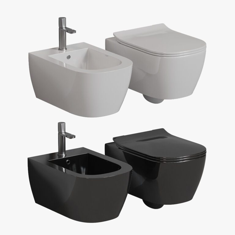 Toilet and bidet (362419) 3D model - Download 3D model Toilet and bidet ...