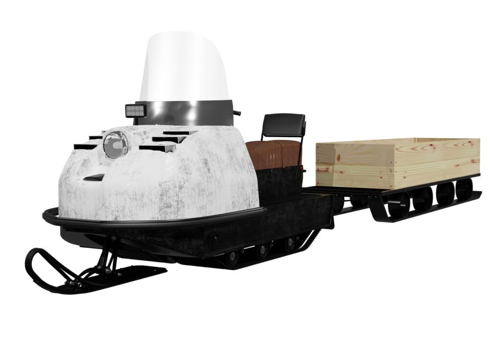 Old snowmobile Buran with sleigh (363243) 3D model - Download 3D model ...