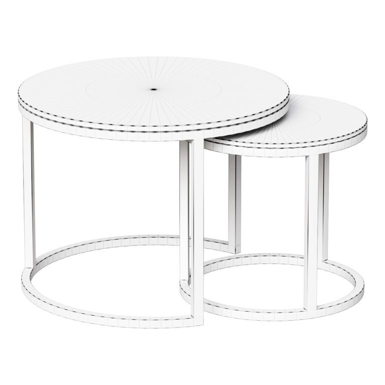 ROUND COFFEE TABLES 2 PCS. BLACK MARBLE, GOLD "SELENA" (363292) 3D ...