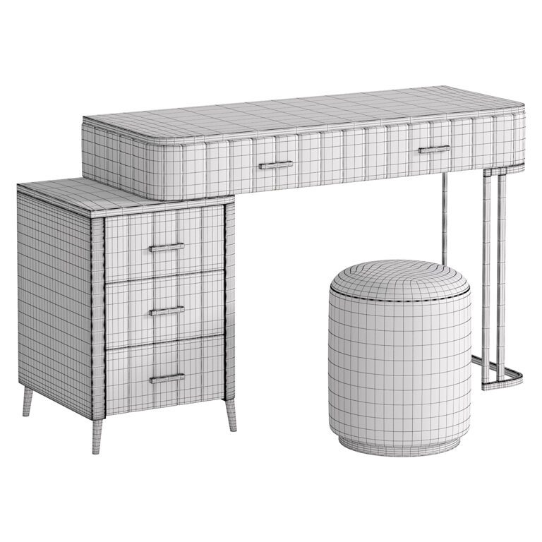 Velvet vanity table by homary (363435) 3D model - Download 3D model ...