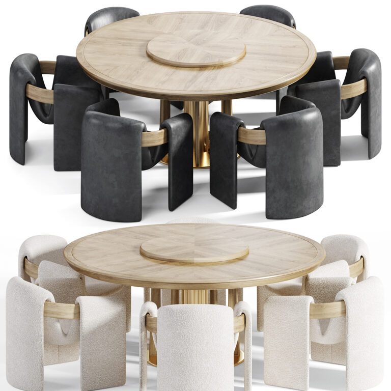 Sari lounge chair and Petrus round dining table (364555) 3D model ...