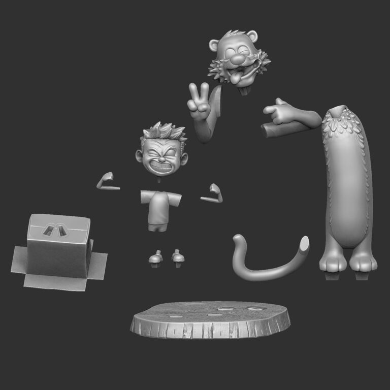 Calvin and Hobbes pose for a photo. For 3D printing, STL (368146) 3D ...
