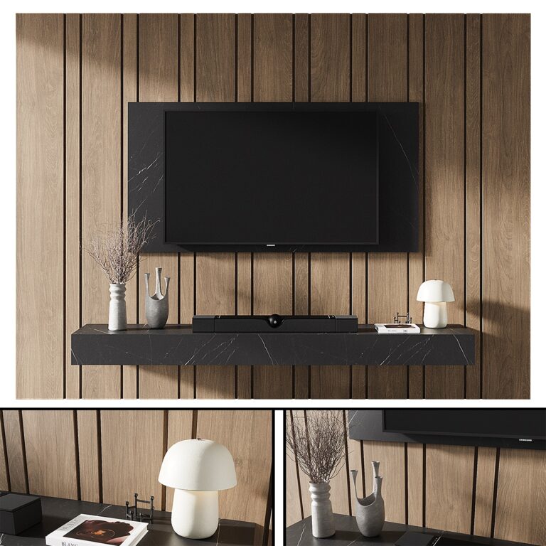 Tv wall set 009 (369062) 3D model - Download 3D model Tv wall set 009 ...