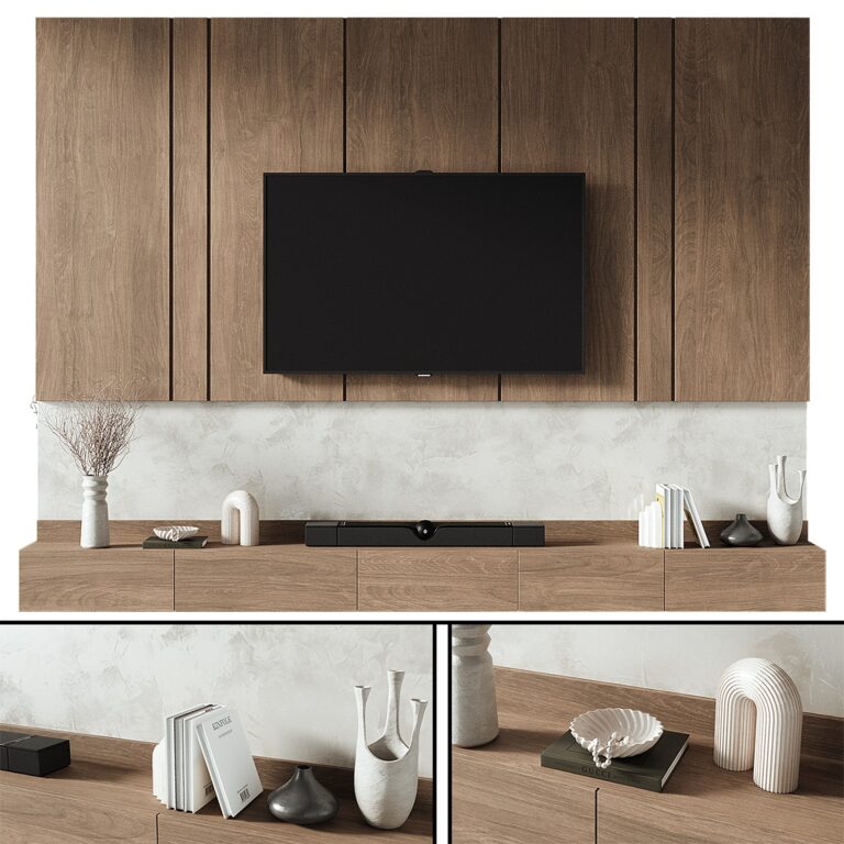 Tv wall set 013 (369069) 3D model - Download 3D model Tv wall set 013 ...